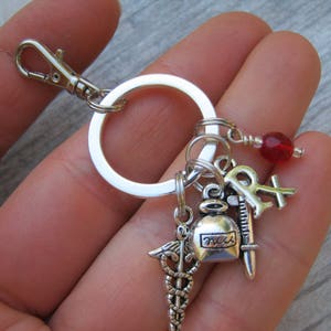 Pharmacist Keychain, Pharm D Zipper Pull, Caduceus Personalized ...