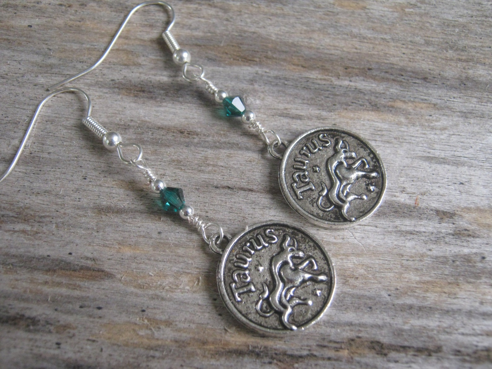 Personalized Taurus Earrings Zodiac Earrings Emerald or - Etsy