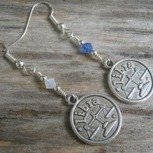 Personalized Libra Earrings, Zodiac Earrings With Birthstone, Astrology Earrings, September ...