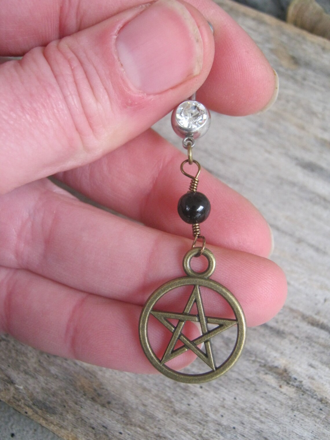 Pick One Pentacle Belly Ring, BRONZE Agate Belly Button Ring ...
