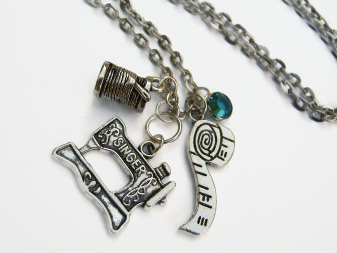 Seamstress Necklace, Sewing Machine Jewelry, Personalized Birthstone ...
