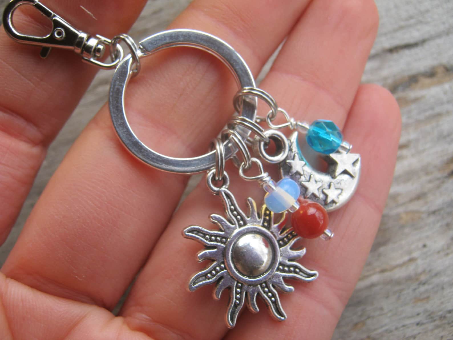 Sun & Moon Keychain SILVER or BRONZE Personalized Moon and - Etsy
