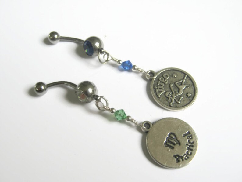 Virgo Belly Ring, Belly Button Jewelry, Personalized Piercing, Sapphire ...