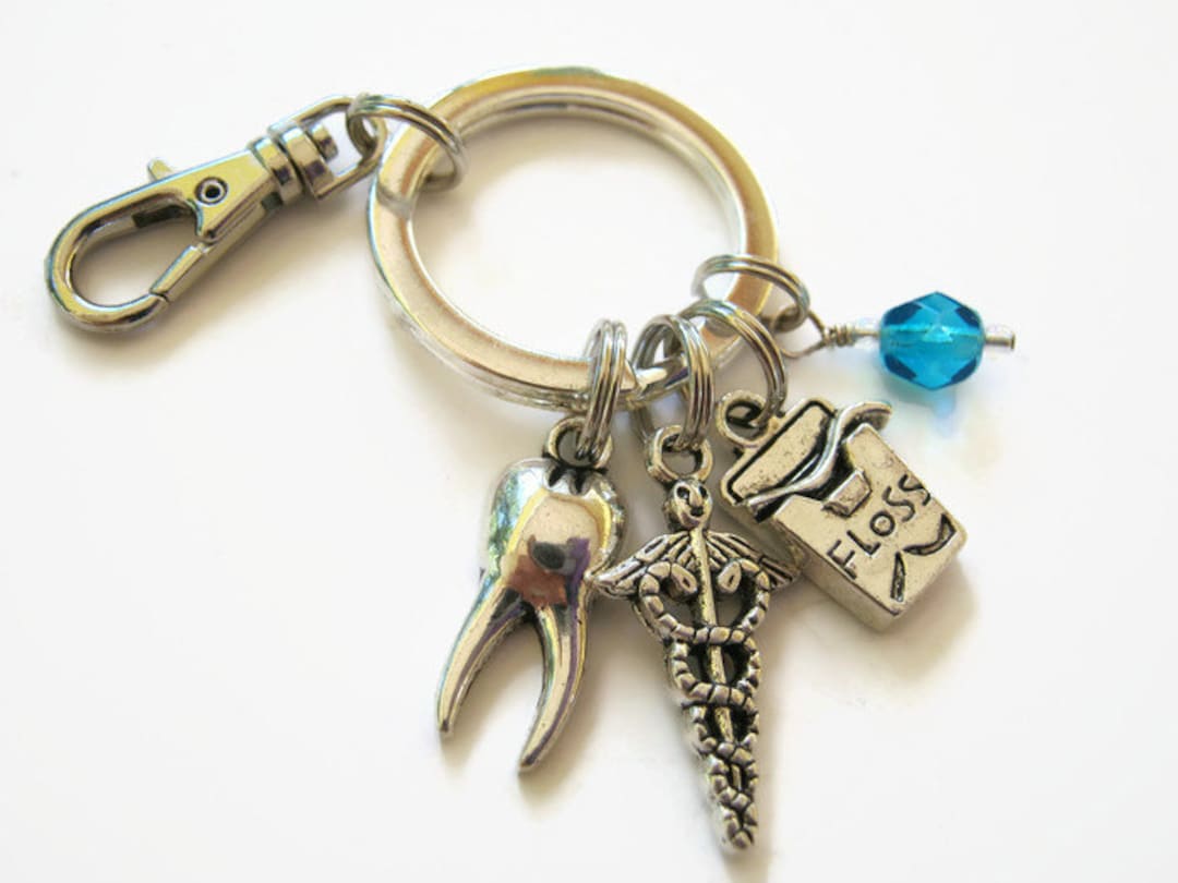 Dentist Keychain, DDS Dental Zipper Pull, Caduceus Personalized ...