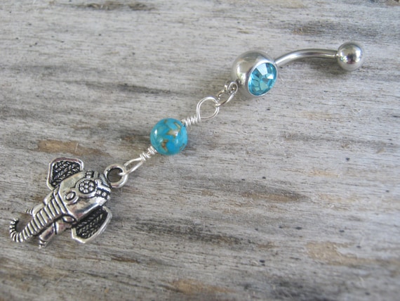 Elephant Belly Ring Turquoise Belly Button Jewelry | Etsy