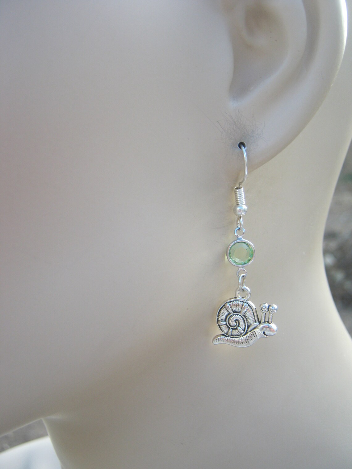 Snail Birthstone Earrings, Personalized Mollusk Earrings, Cute Insect ...