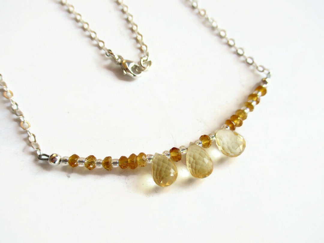 Faceted Citrien Edelsteen Ketting 18 Floataing Kralen - Etsy Nederland