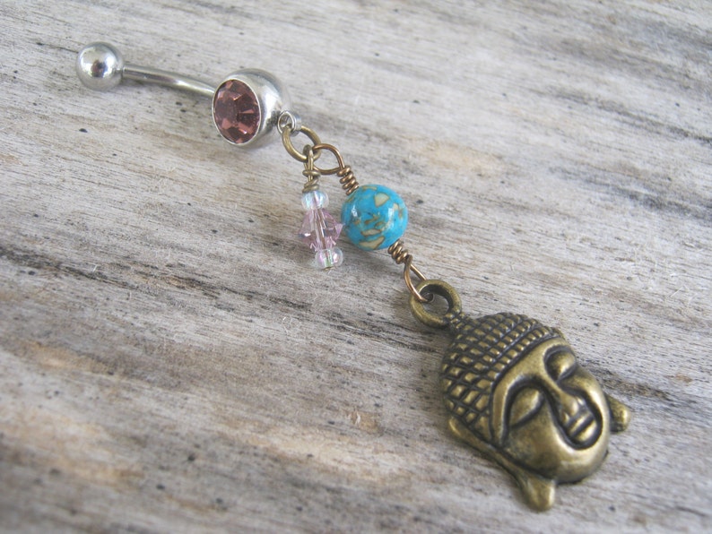 Turquoise Buddha Belly Ring BRONZE Belly Button Ring | Etsy