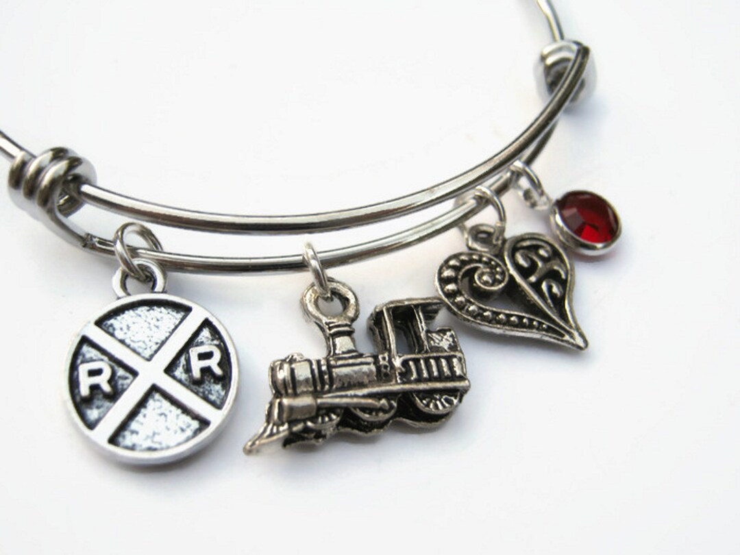 Personalized Railfan Bracelet, Train Lover Expandable Bangle Bracelet ...