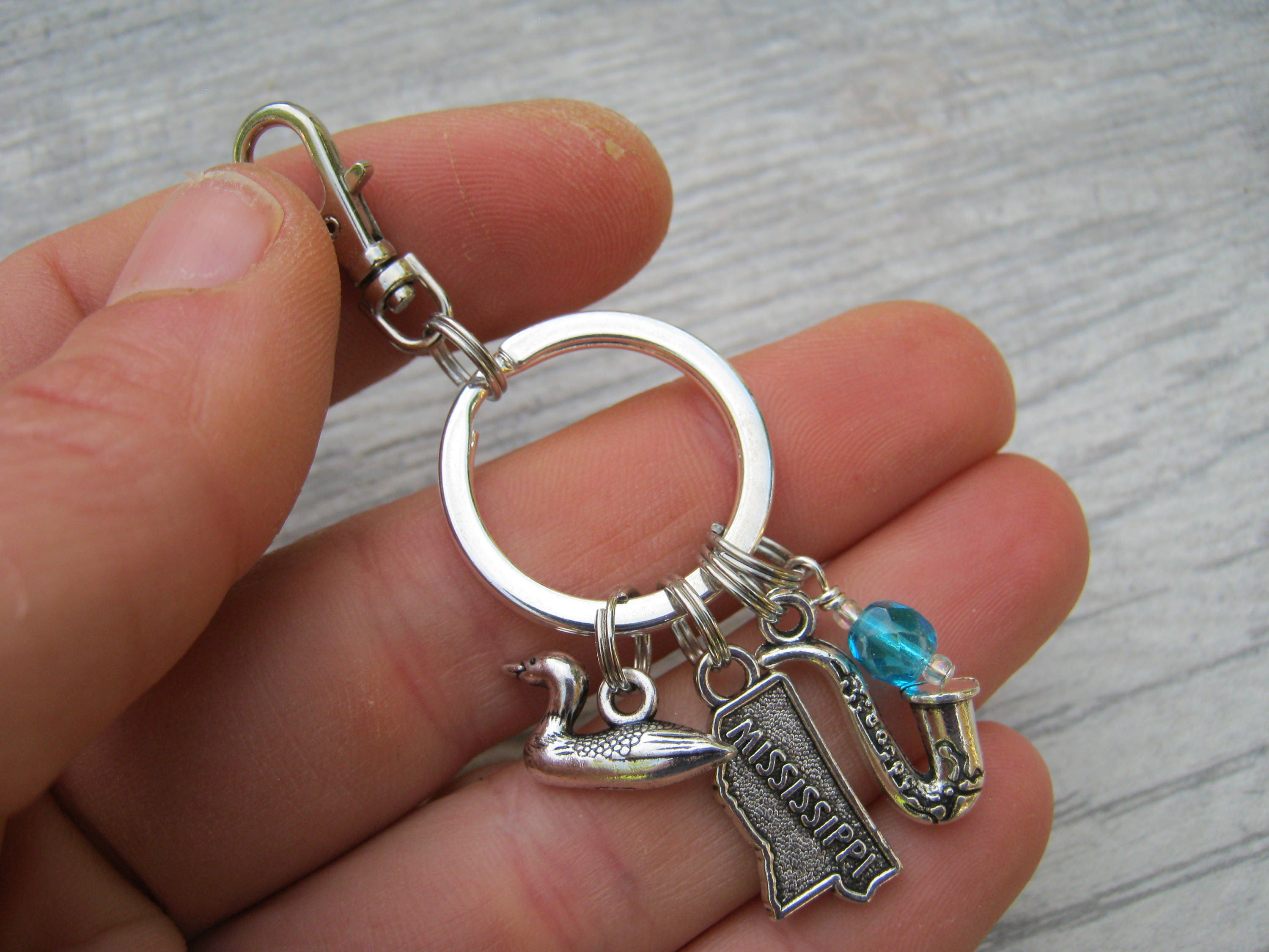 Personalized Mississippi Keychain US State Map Zipper Pull - Etsy