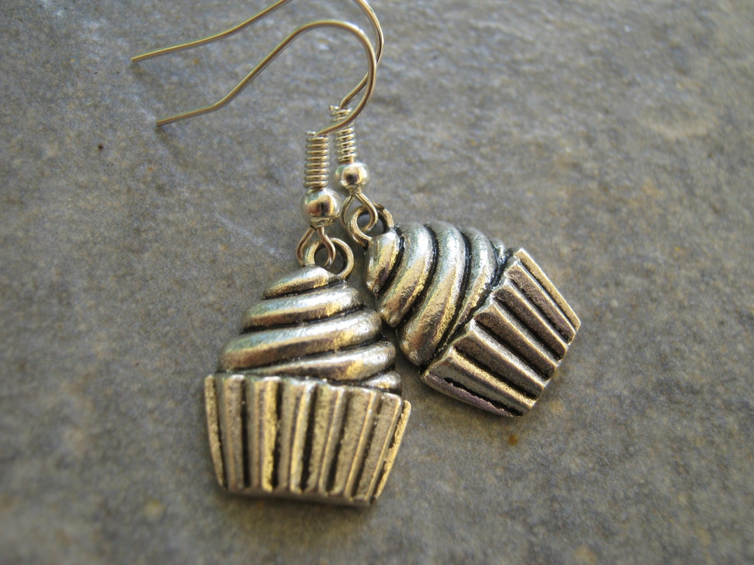 Cupcake Earrings Baker Earrings on Hypoallergenic Ear Hooks - Etsy UK