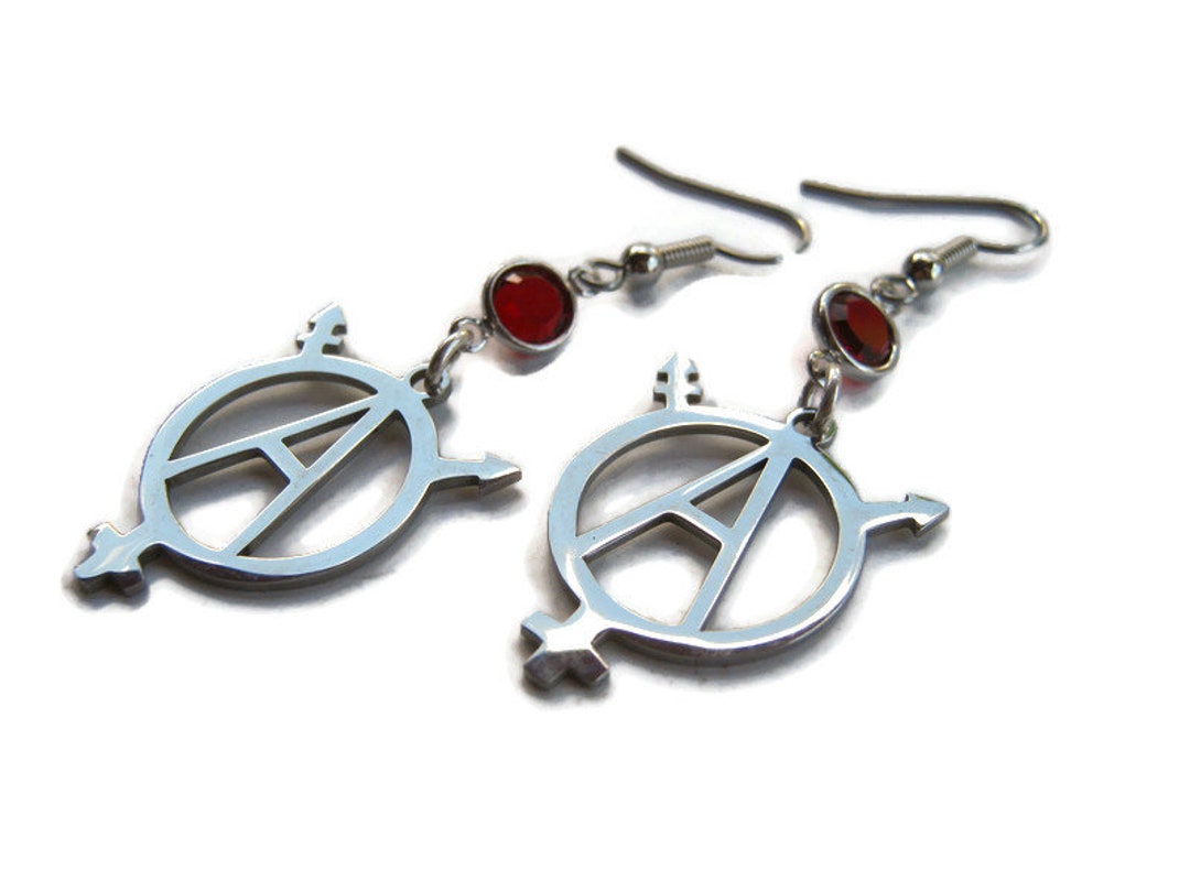 Transgender Anarchy Symbol Birthstone Earrings, Personalized Nonbinary ...