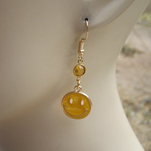 Smiley Face Birthstone Earrings, GOLD Tone Emoji Earrings, Enamel ...
