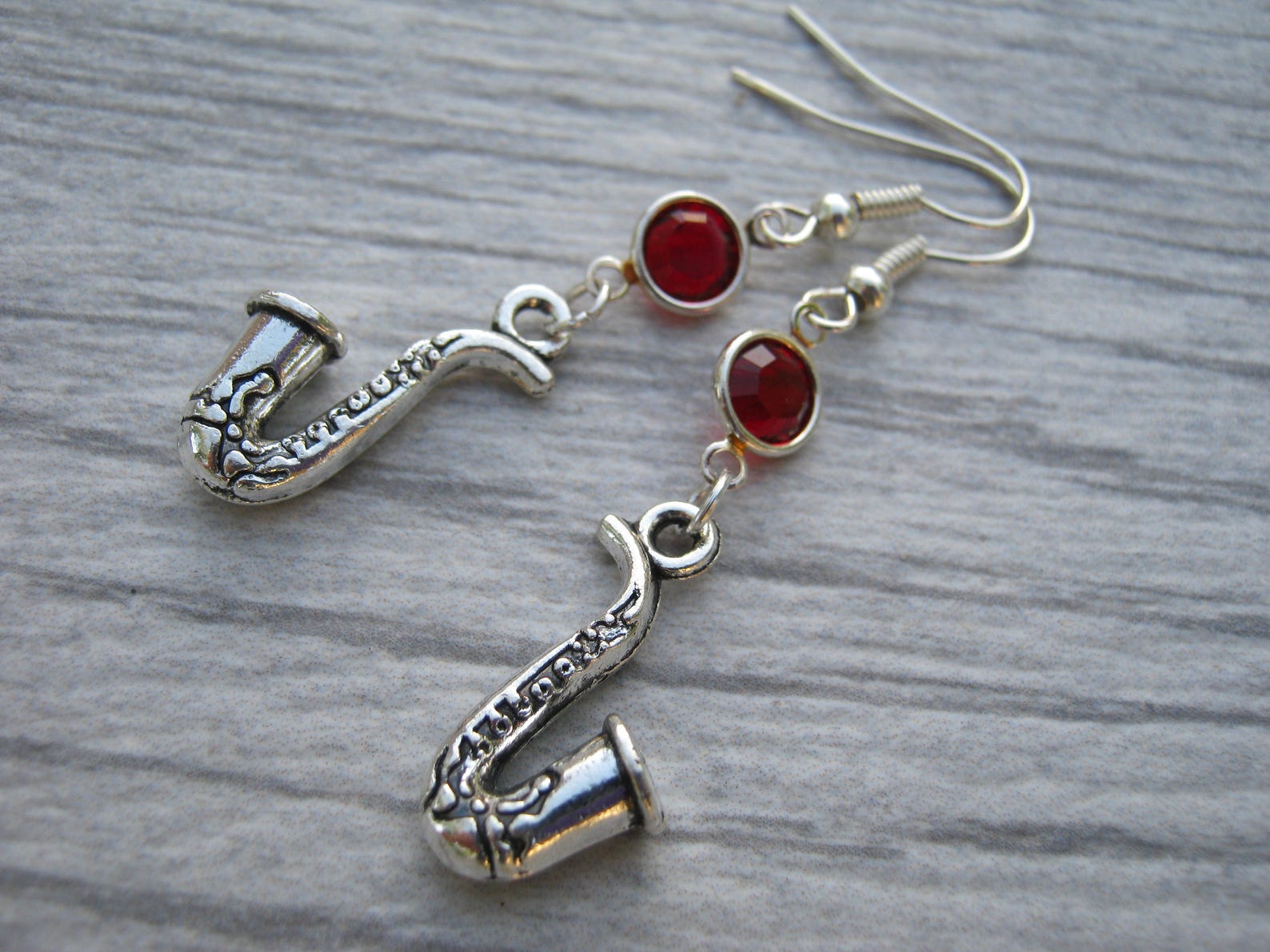 Saxophone Birthstone Earrings, Personalized Music Earrings on ...