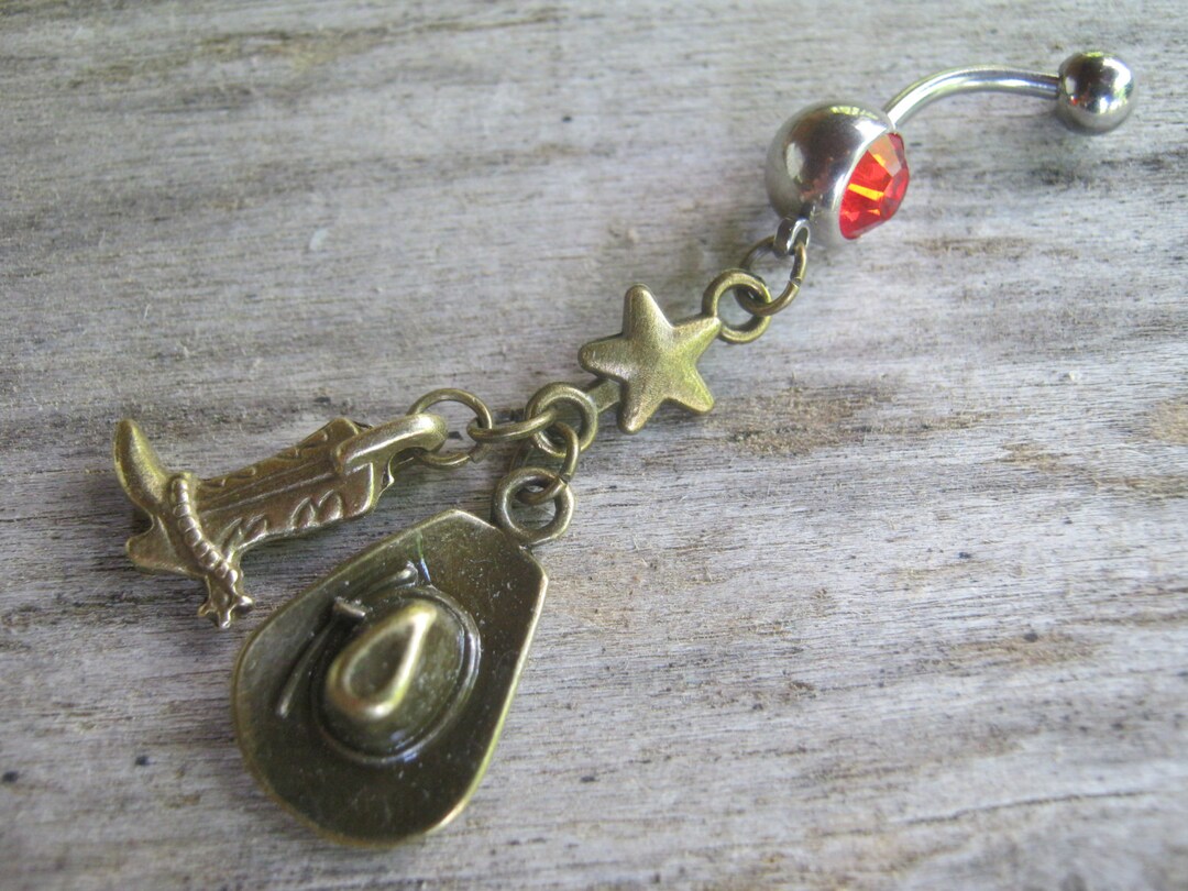 Cowgirl Belly Ring, Cowboy Boot Belly Button Ring, Country Western ...
