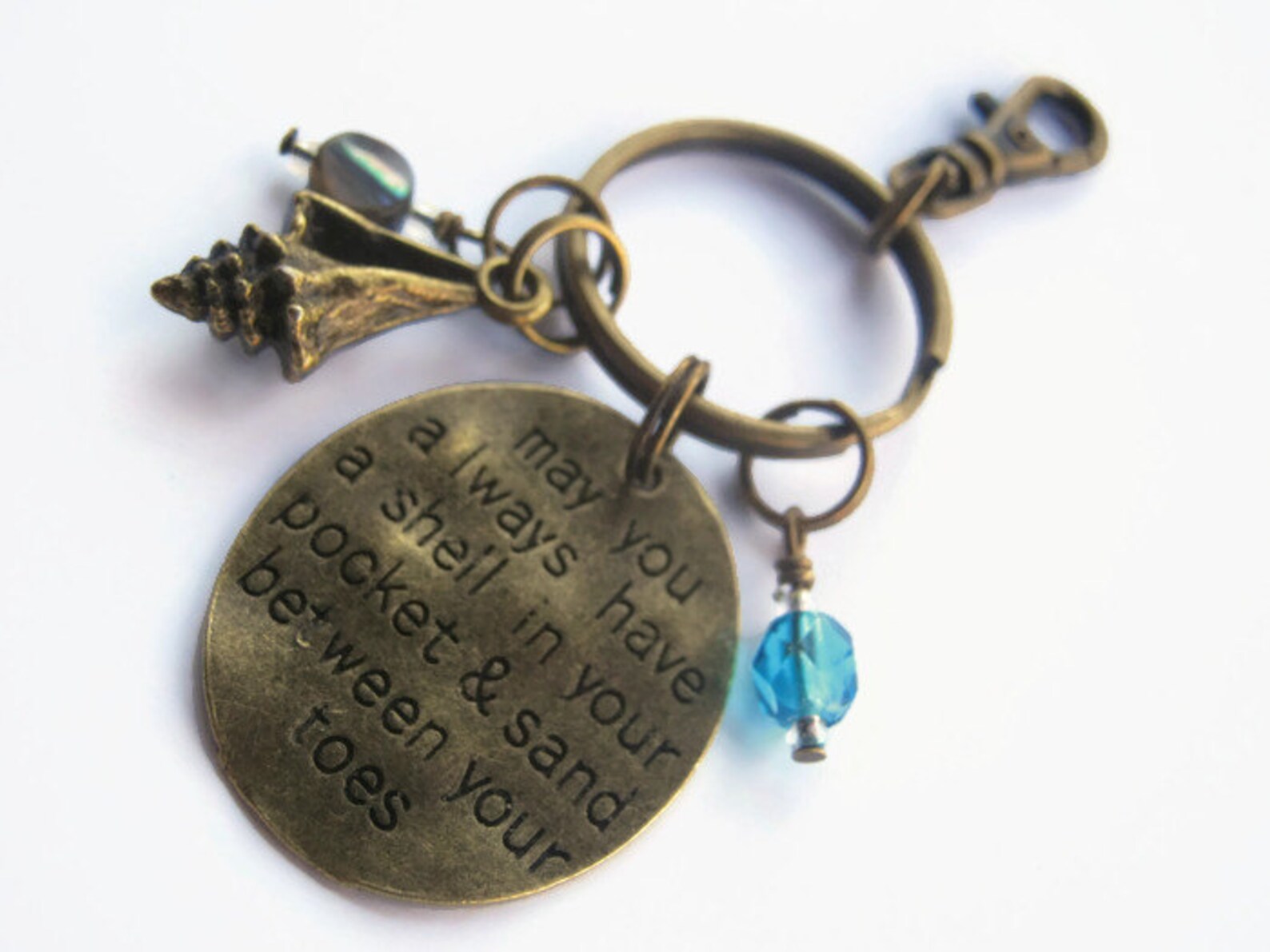 Beach Charm Keychain Sand in Toes Zipper Pull BRONZE Boho - Etsy