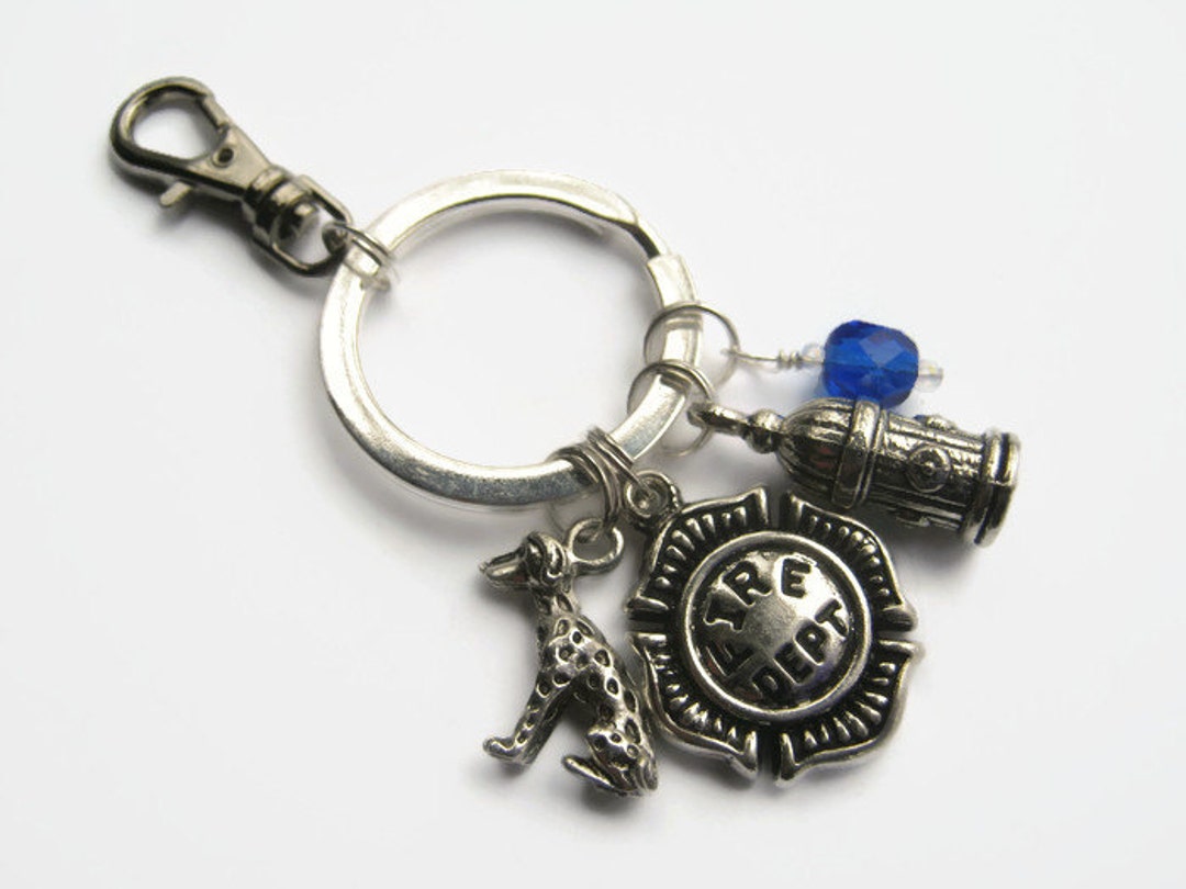 Firefighter Keychain, Fire Department Zipper Pull, Fireman Personalized ...