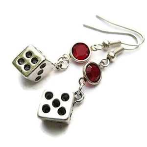 3D Dice Birthstone Earrings, Pair of Dice Charm Earrings on ...