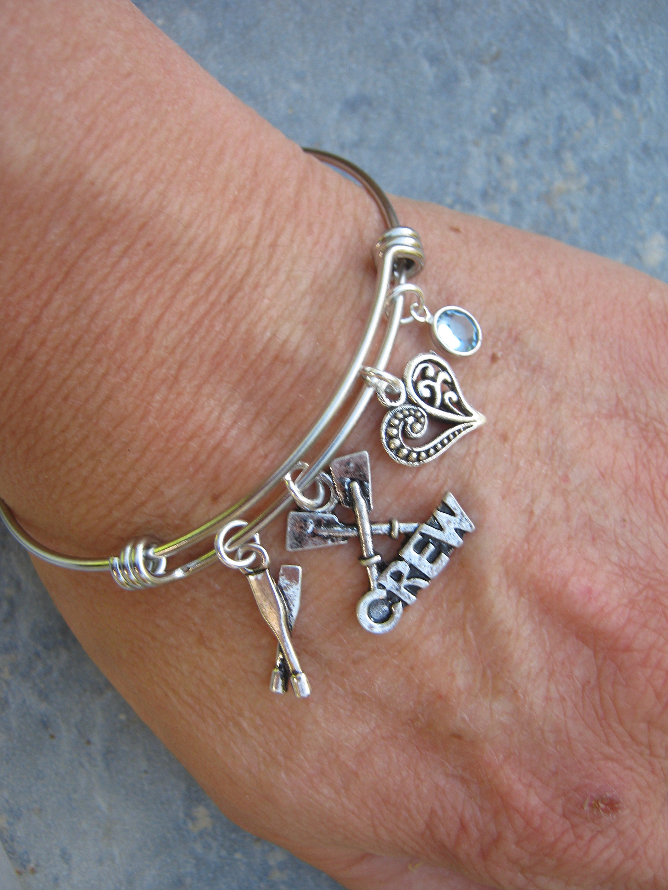 Personalized Crew Bracelet, Expandable Bangle Bracelet, Rowing Team ...