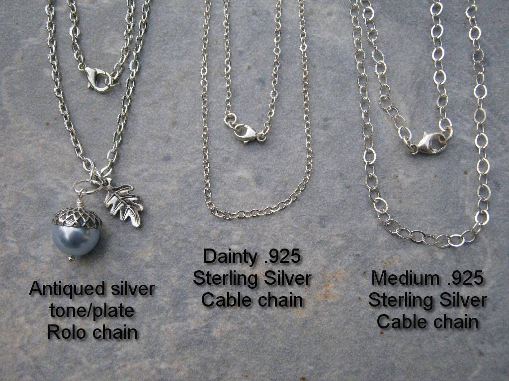 Personalized Acorn Necklace, Pearl Necklace, SMALL Oak Leaf, Antiqued ...