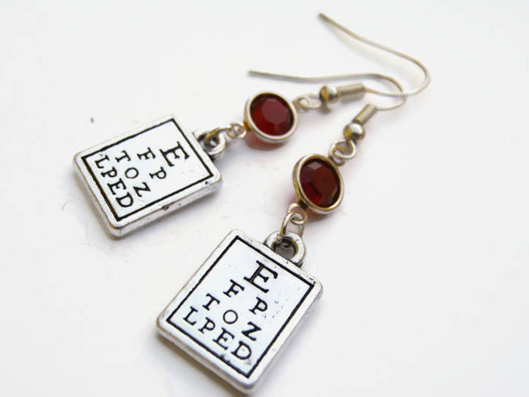 Eye Chart Birthstone Earrings, Personalized Charm Earrings ...
