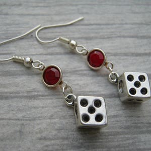 3D Dice Birthstone Earrings, Pair of Dice Charm Earrings on ...