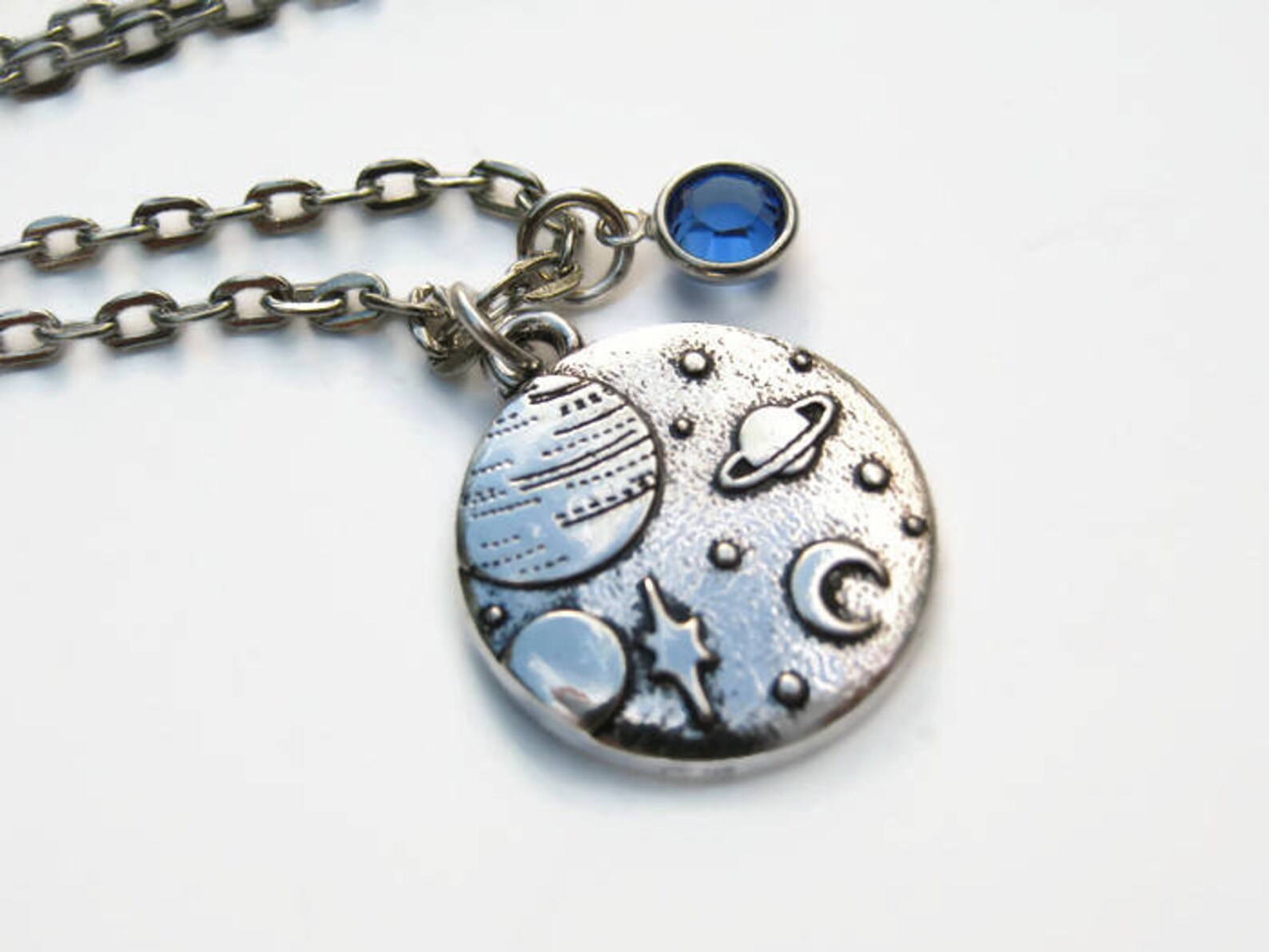 Outer Space Necklace Personalized Birthstone Jewelry Planet | Etsy