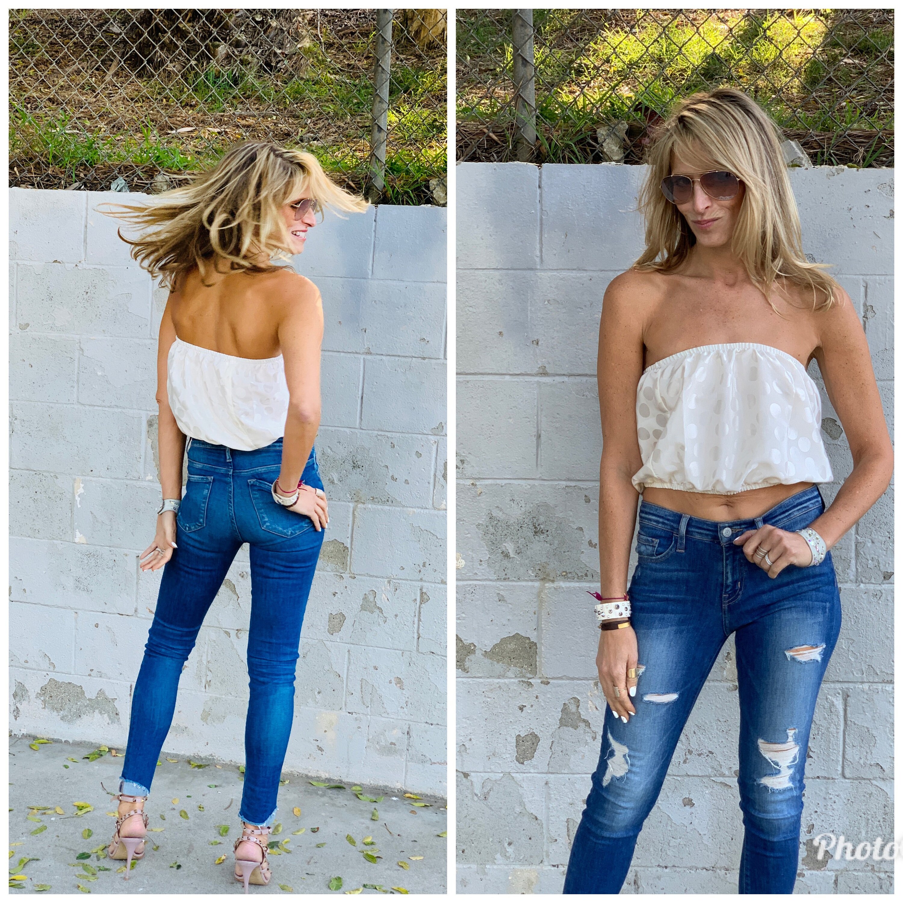 80s Upcycled Tube Top From Dress White Polka Dot - Etsy