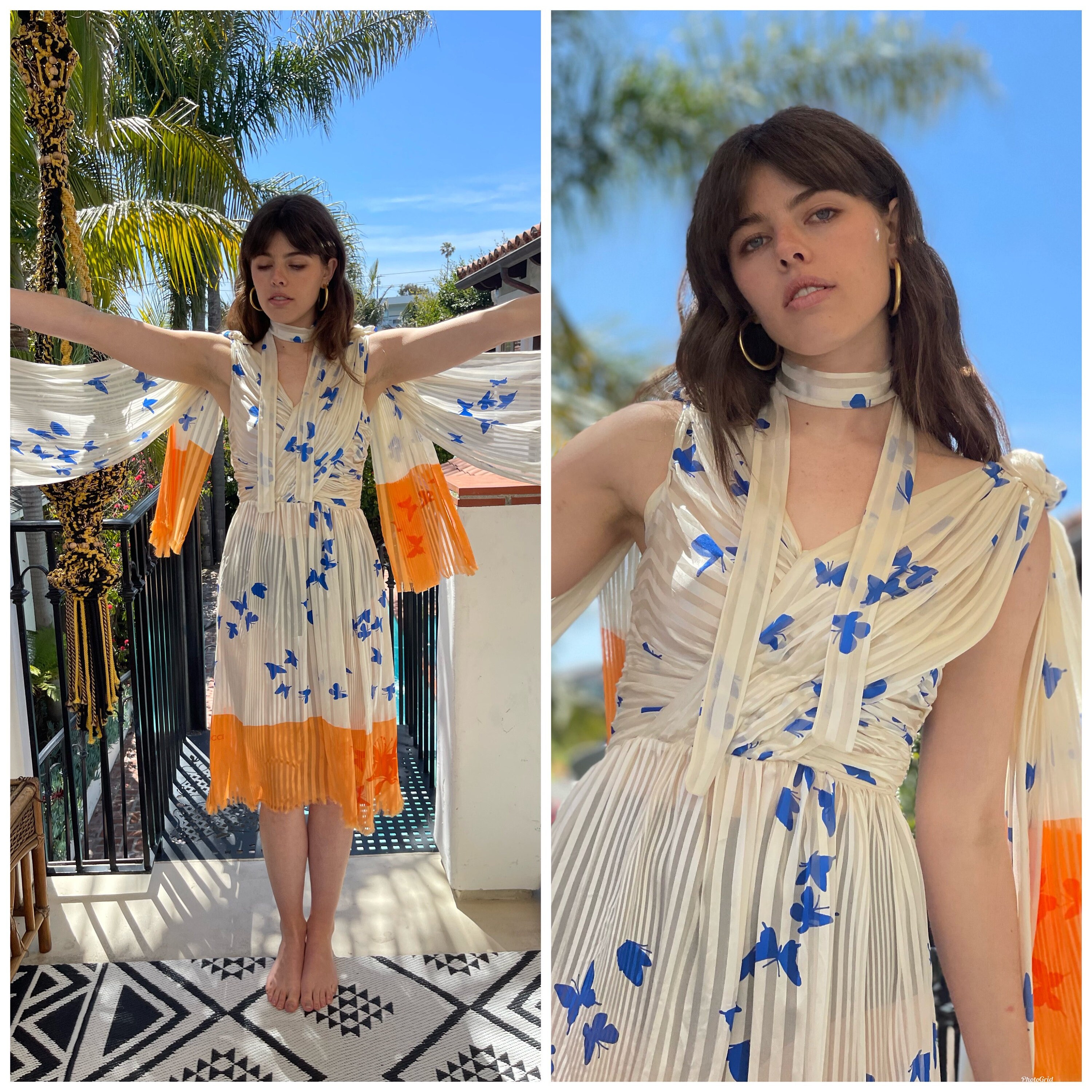 GUCCI SILK DRESS Flowy Butterfly Print Angelic Cocktail Dress S M - Etsy