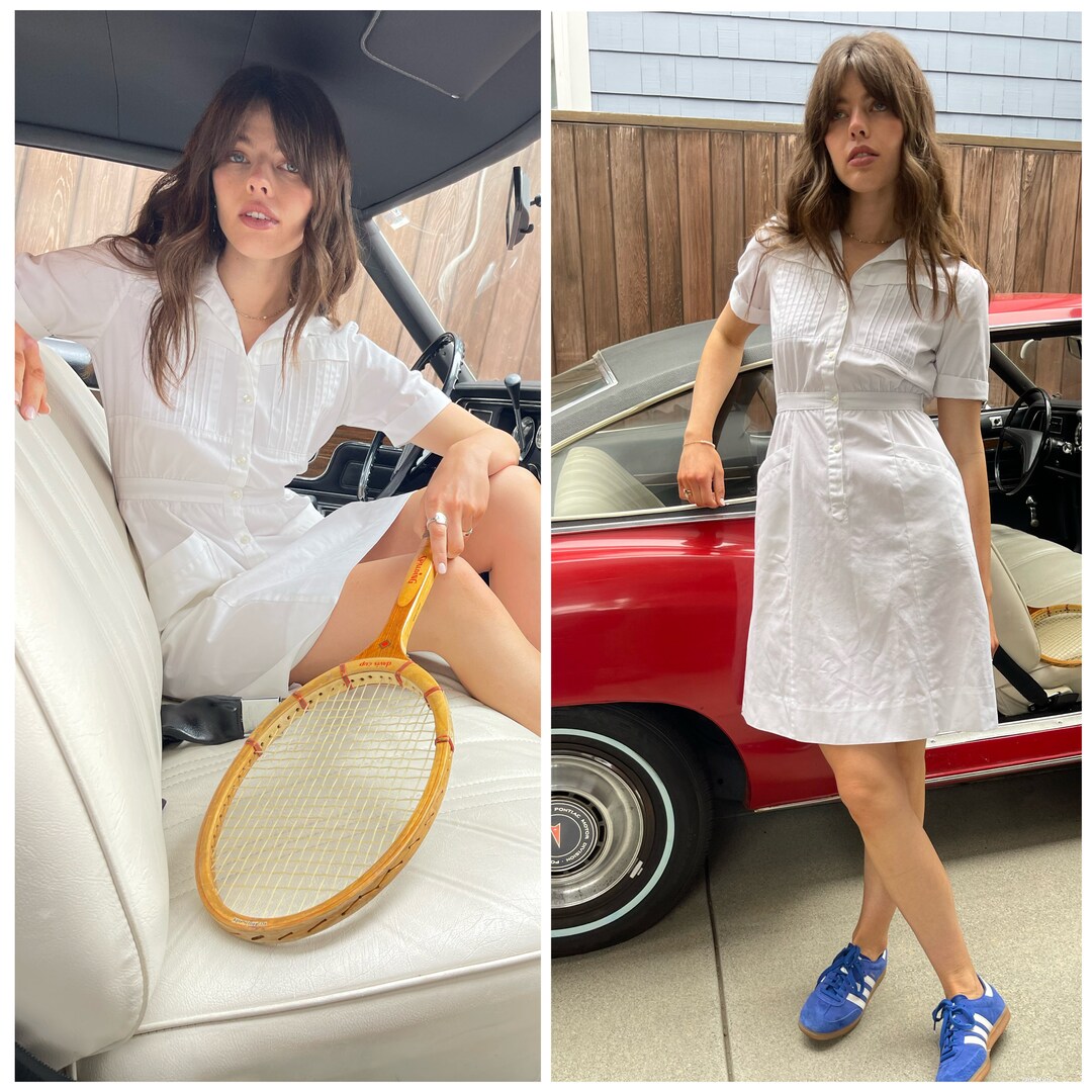 70s 80s White Crisp Feminine Dainty Tennis Dress S M - Etsy