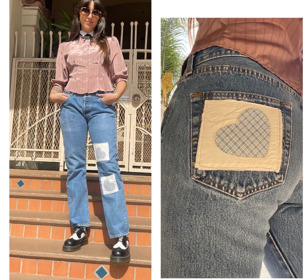 Cottage Core Upcycled Patchwork Levis Jeans Patch Denim Unisex S M - Etsy