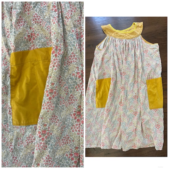 60s 70s Soft House Dress Cottage Core Lounger S M - Gem