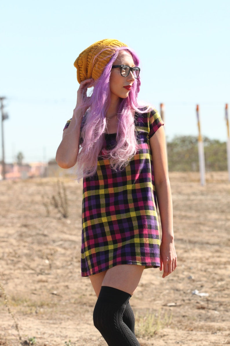 Vintage 80s Plaid School Girl Mini Dress Top Tunic Mod Squad XS S - Etsy