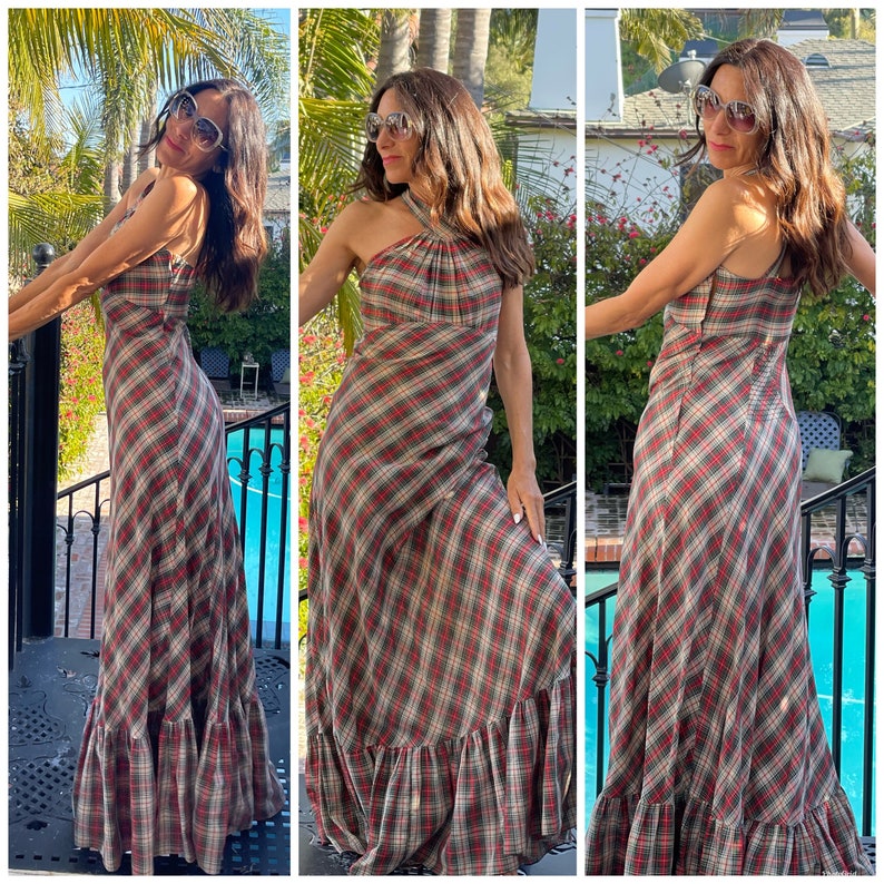 70s Foxy Lady Maxi Dress Plaid Boho Hippie Daisy Jones Hater Dress XS S - Etsy