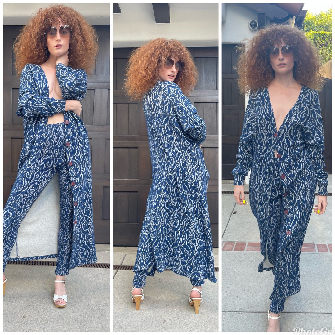 80s Fabulous 2 Piece Matching Set Kimono Jacket High Waist Pants S M - Etsy
