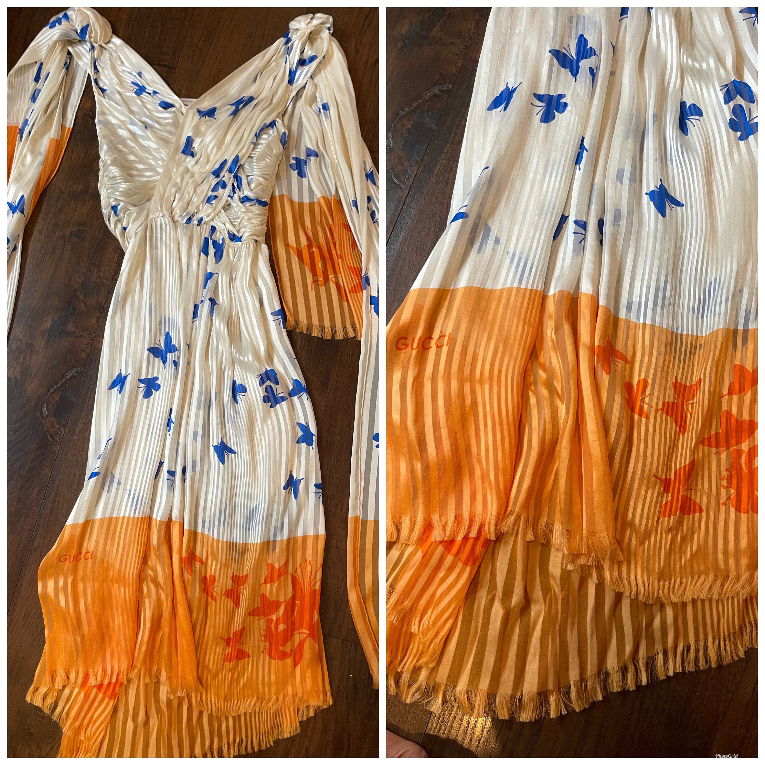 GUCCI SILK DRESS Flowy Butterfly Print Angelic Cocktail Dress S M - Etsy