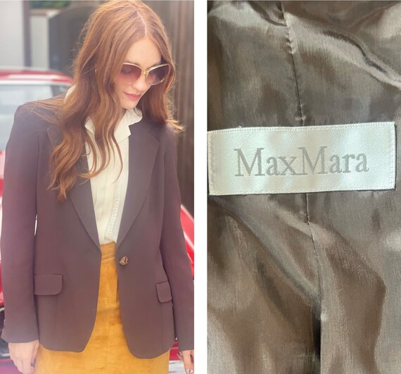 Max Mara Made In Italy Chocolate Blazer office core S… - Gem