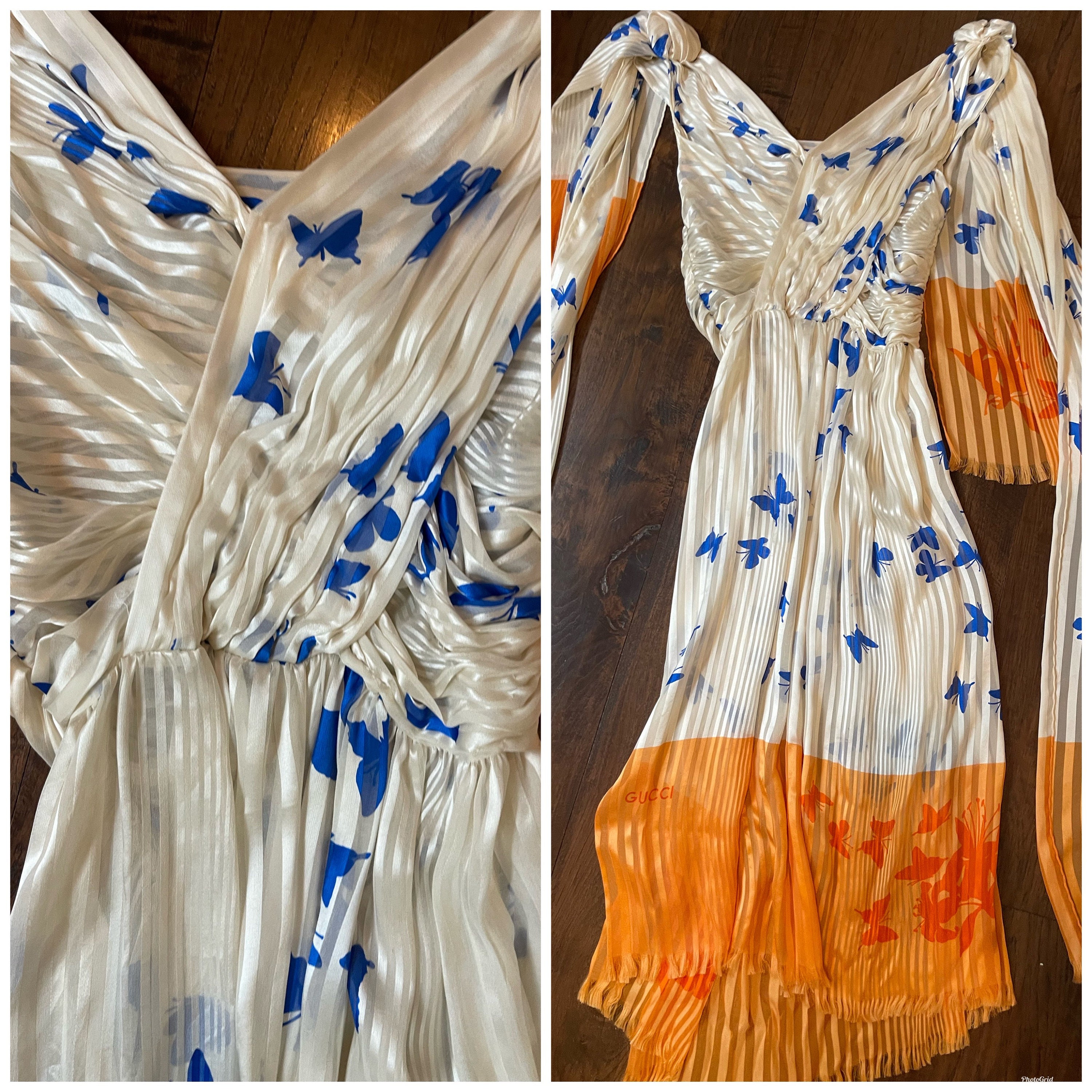 GUCCI SILK DRESS Flowy Butterfly Print Angelic Cocktail Dress - Etsy