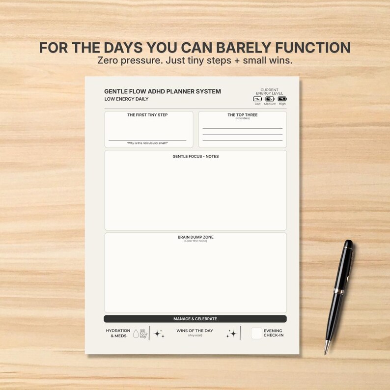 ADHD Planner Bundle | Daily Brain Dump, Habit Tracker, Low Energy Sheet ...