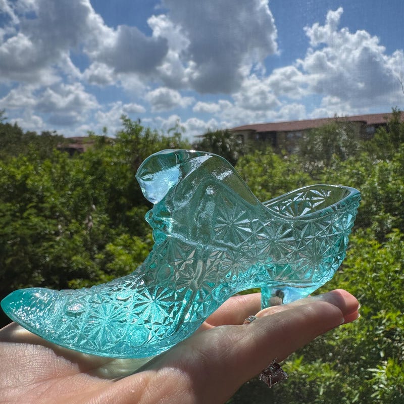 Vintage Blue Glass Shoe - Etsy