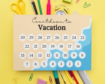 Vacation Countdown Calendar | 30 Days | Beach Theme | Printable (PDF ...