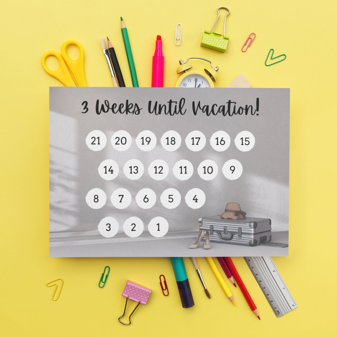 Vacation Countdown | Printable Countdown Calendar | 21 Days | Three ...