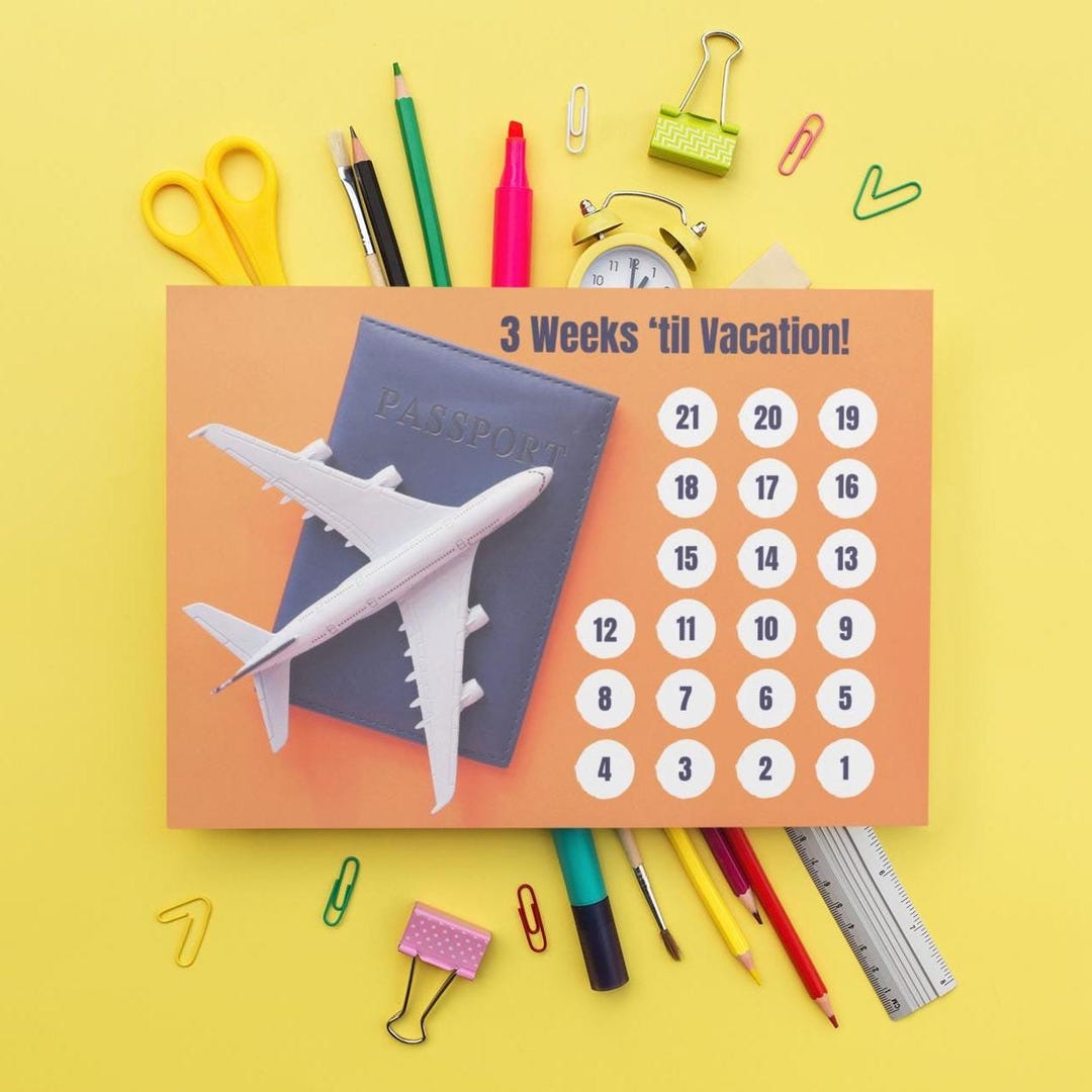 Vacation Countdown | Printable Countdown Calendar | 21 Days | Three ...