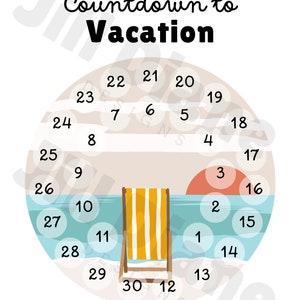 Vacation Countdown | Printable Countdown Calendar | 30 Days | PDF ...