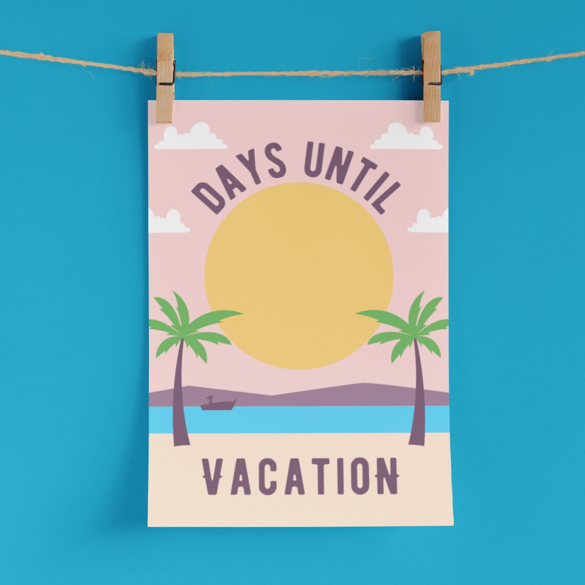 Vacation Countdown Calendar | Fill in | Beach Palm Tree | Printable ...