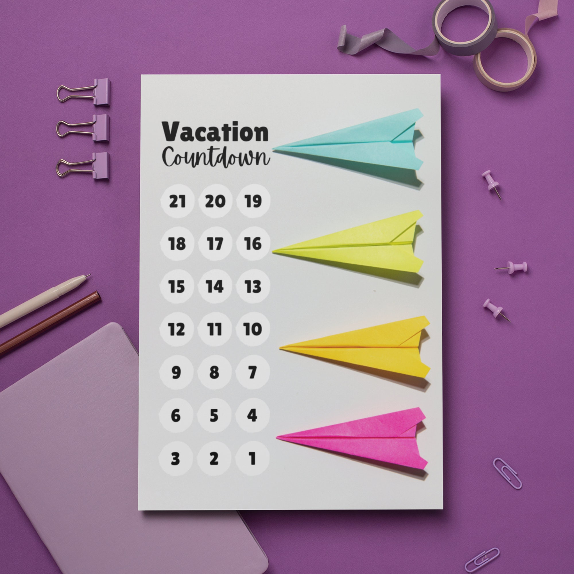 Vacation Countdown | Printable Countdown Calendar | 21 Days | Three ...