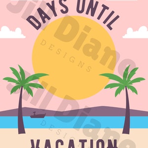 Vacation Countdown Calendar | Fill in | Beach Palm Tree | Printable ...