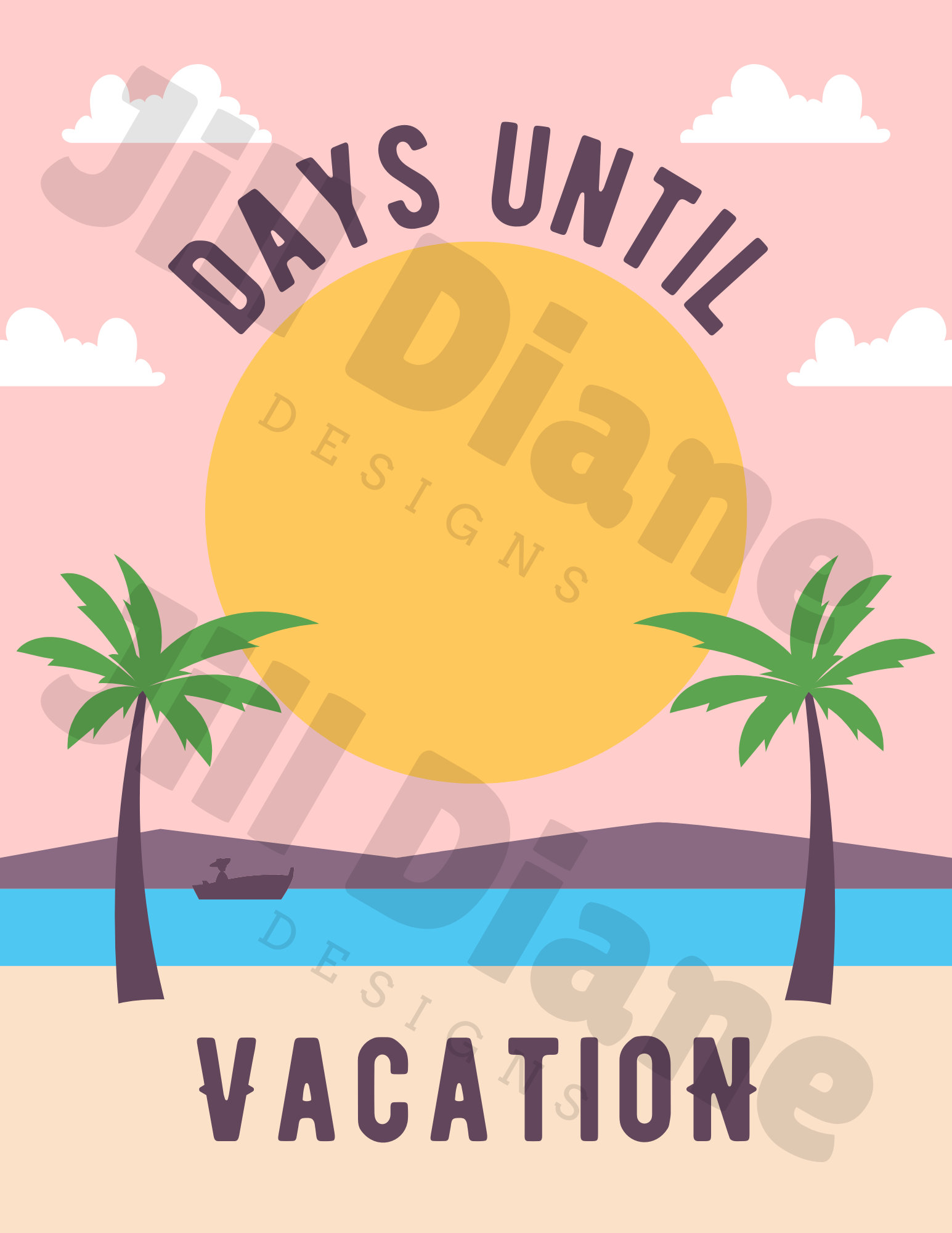 Vacation Countdown | Printable Countdown Calendar | Fill in | PDF | Sun ...