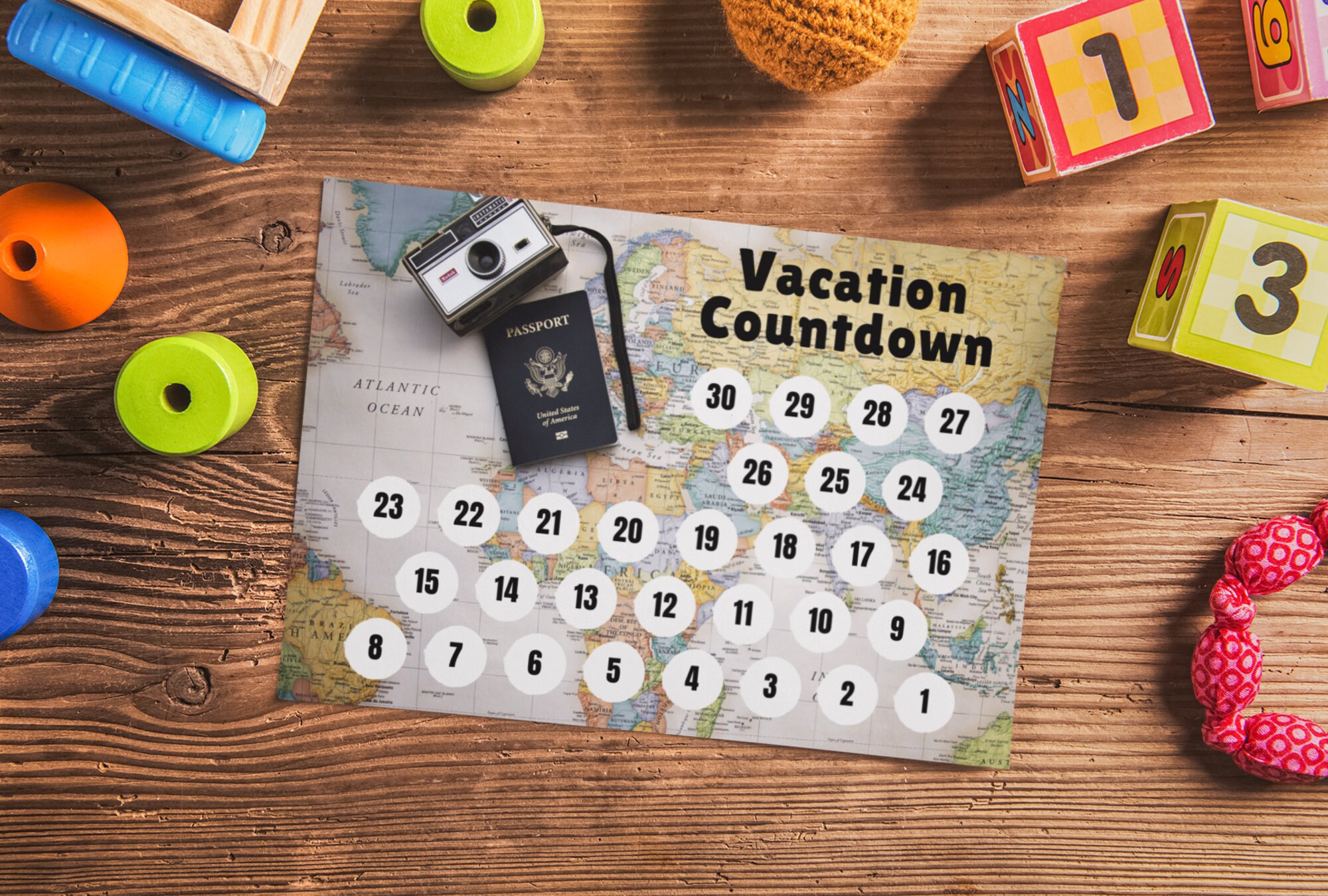 Vacation Countdown | Printable Countdown Calendar | 30 Days | PDF | Map ...