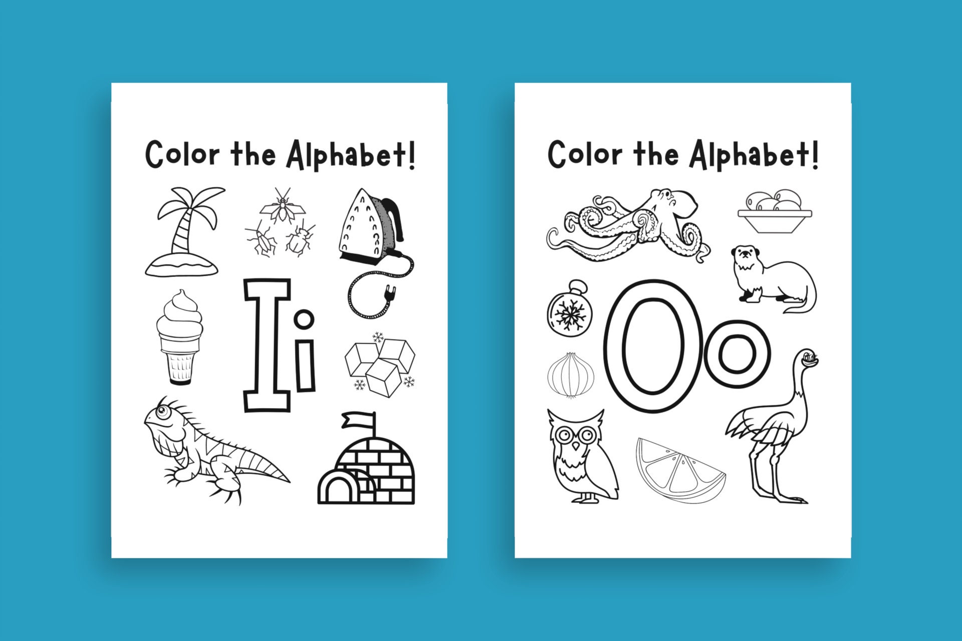 Alphabet Coloring Pages Vowels AEIOU Only Color the - Etsy